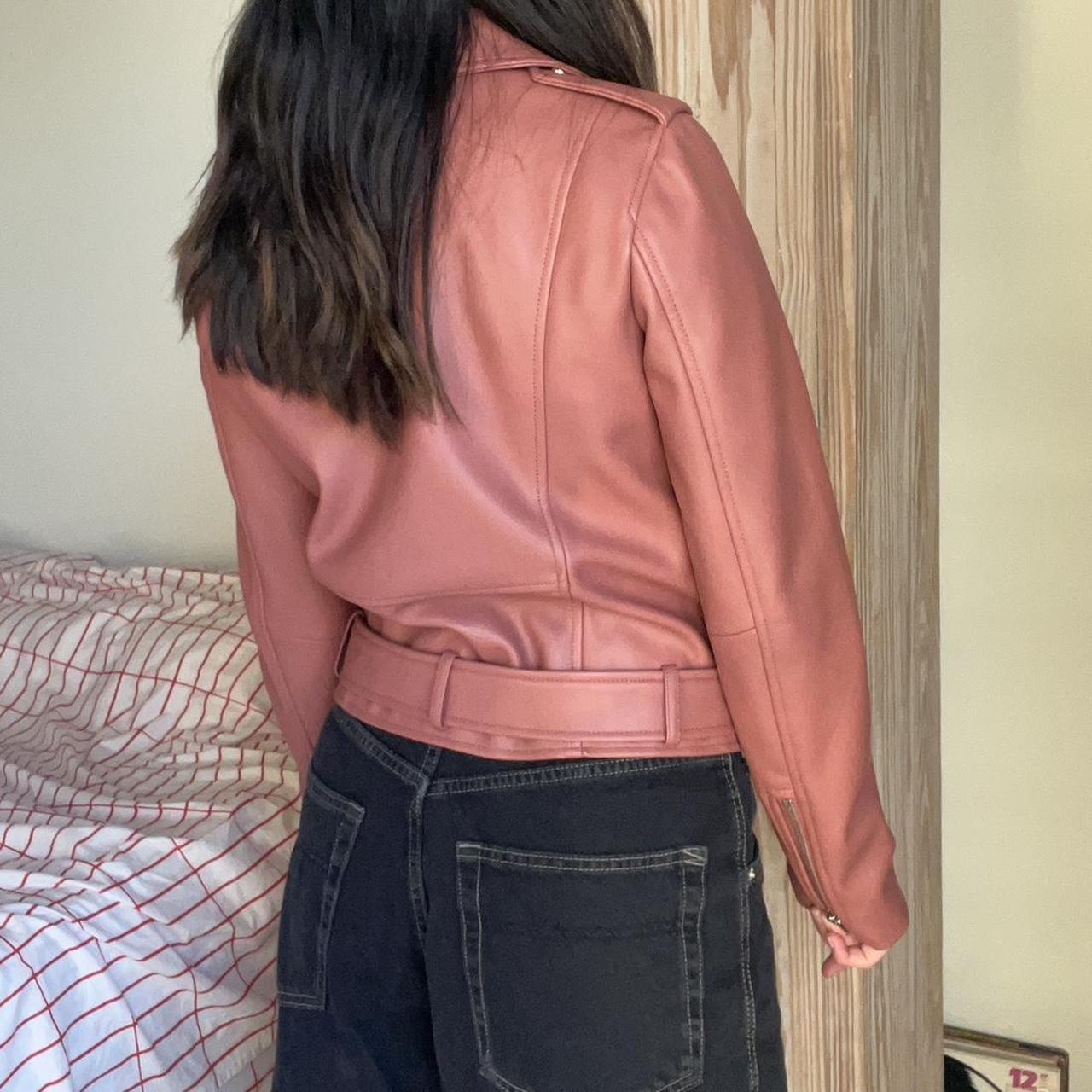 Zara pink faux leather jacket - Depop