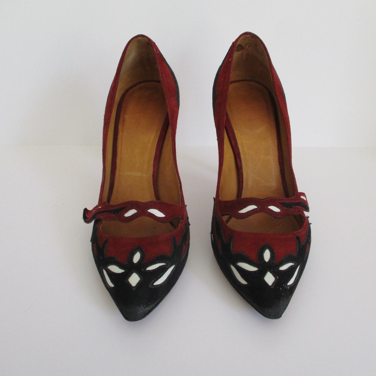 Isabel Marant Kylie Black Burgundy Suede Heels Euro... - Depop
