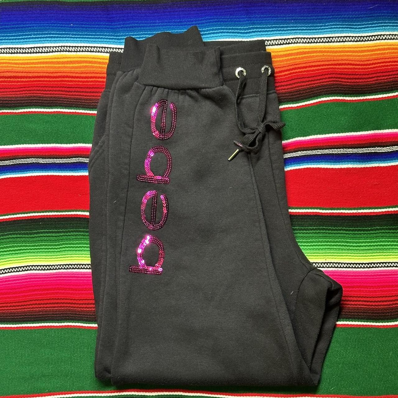 Women’s BEBE pink sparkle sweatpants/joggers Size... - Depop