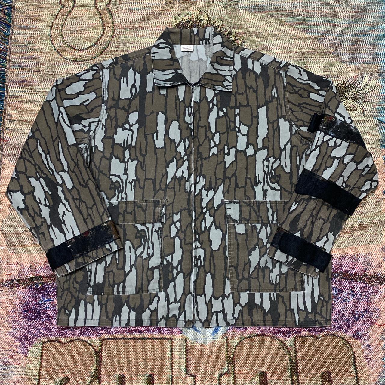 Essential Vintage Trebark Camo Full Zip Field Jacket... - Depop