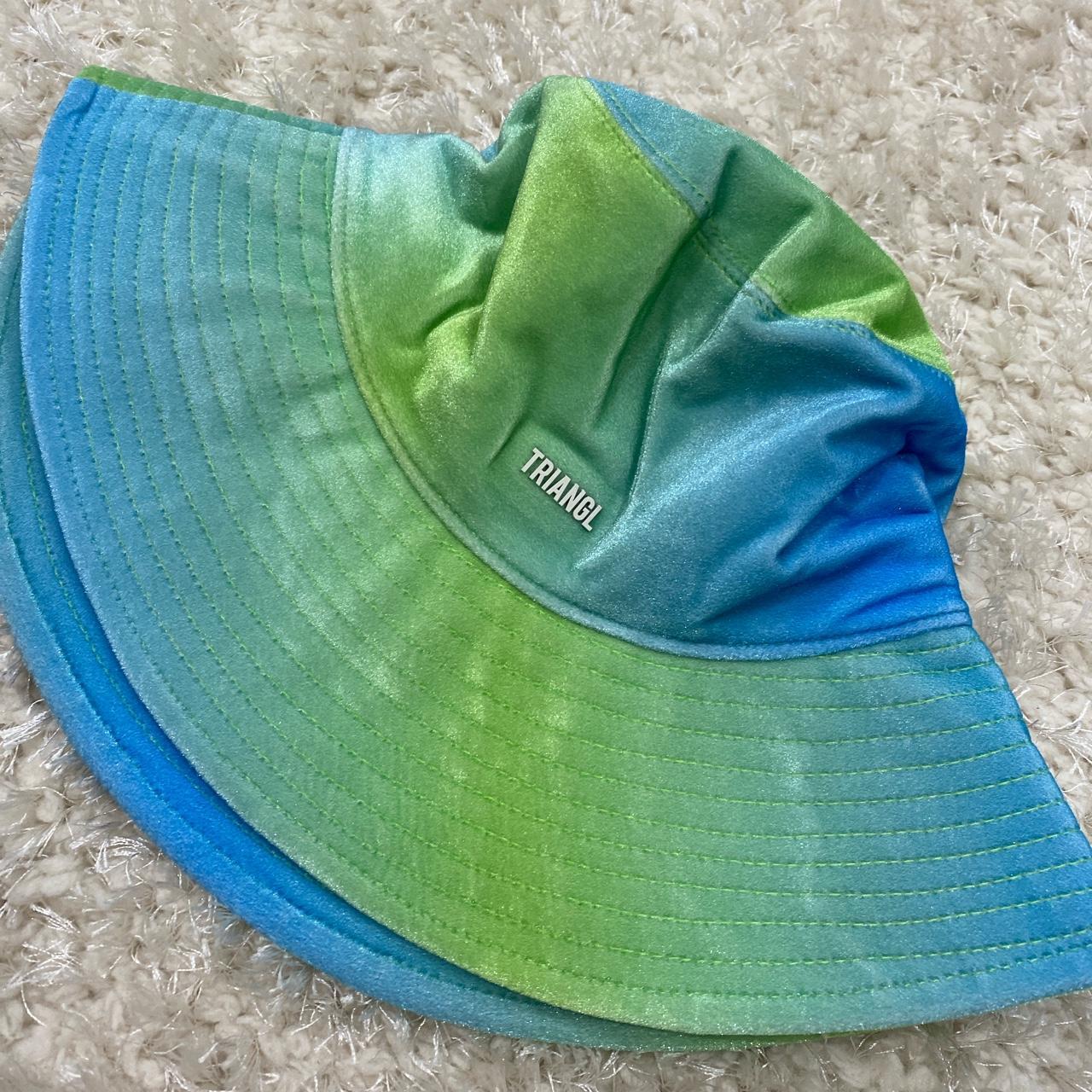 Triangl swim velvet blue and green bucket hat RRP:... - Depop