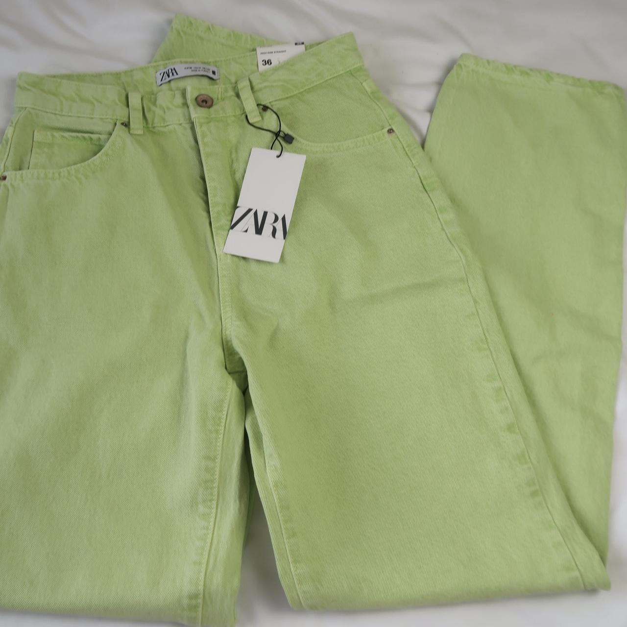 Zara light green high rise straight jeans - brand... - Depop