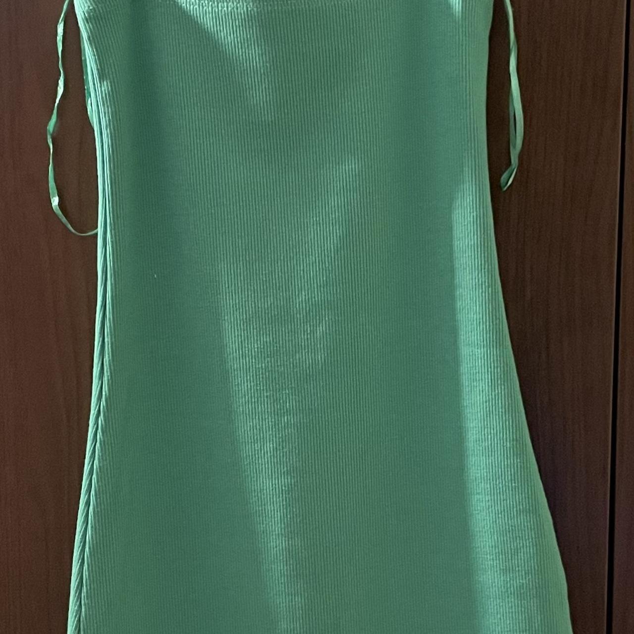 Cute green ribbed dress, very fitted, straight... - Depop