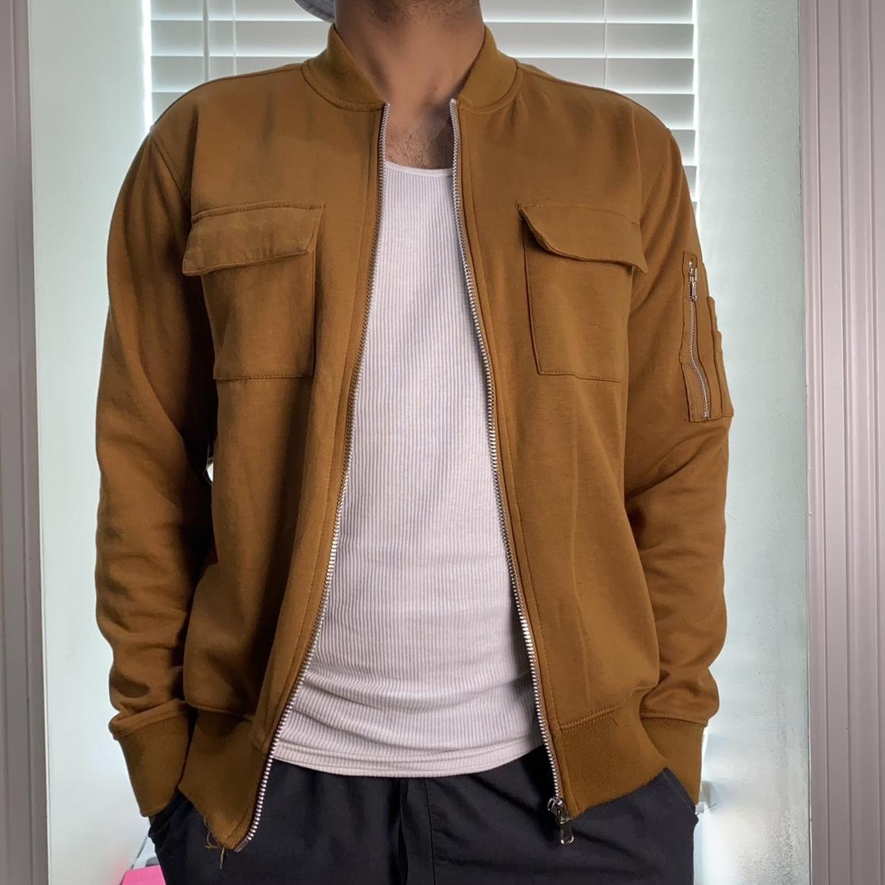 TAN bomber jacket Size L - Depop