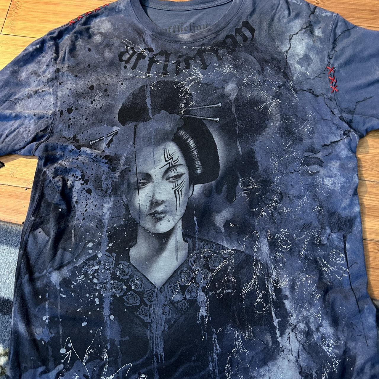 Crazy Rare vintage Affliction Bamboo Red stitching... - Depop