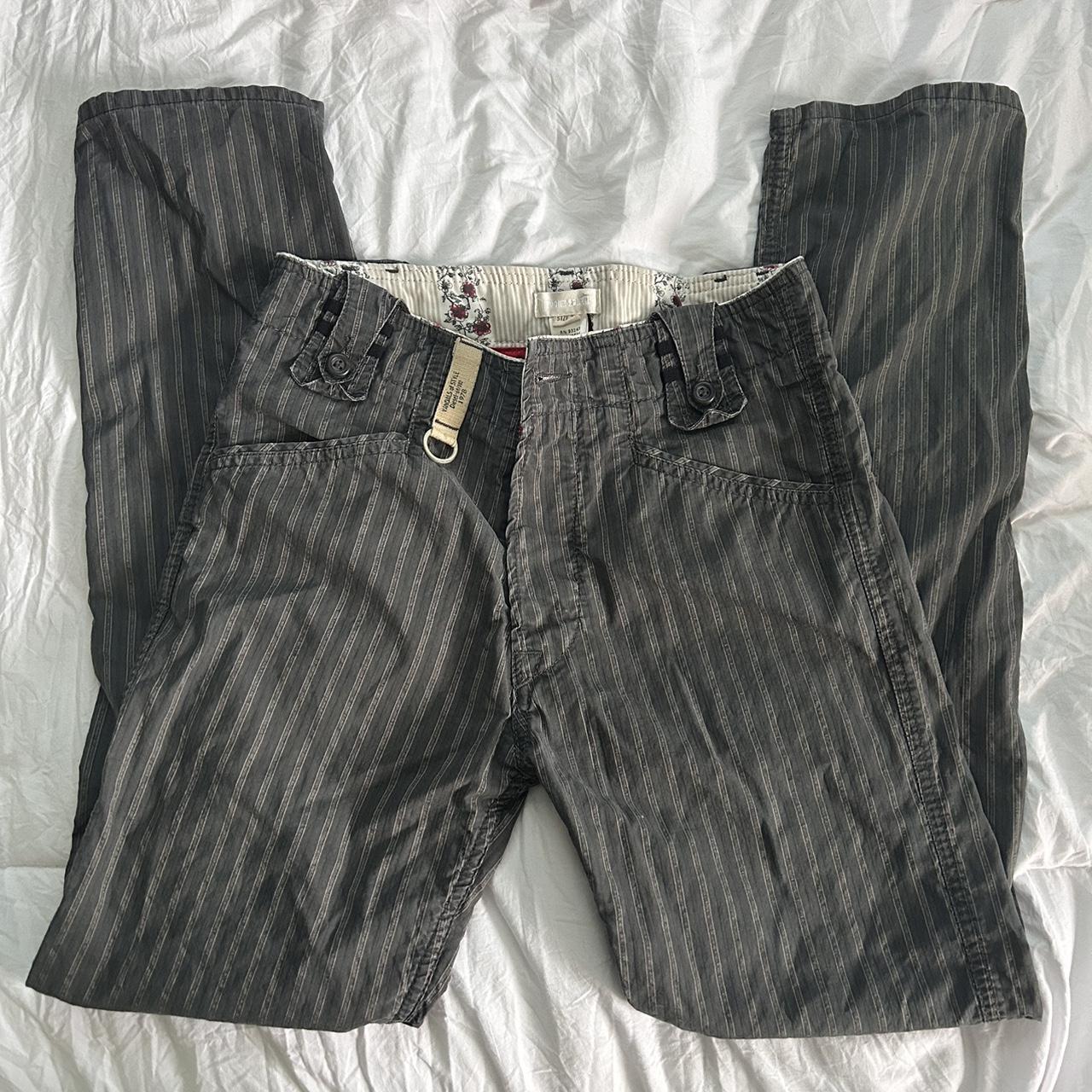 Diesel pinstripe cargo work pants straight leg mid... - Depop