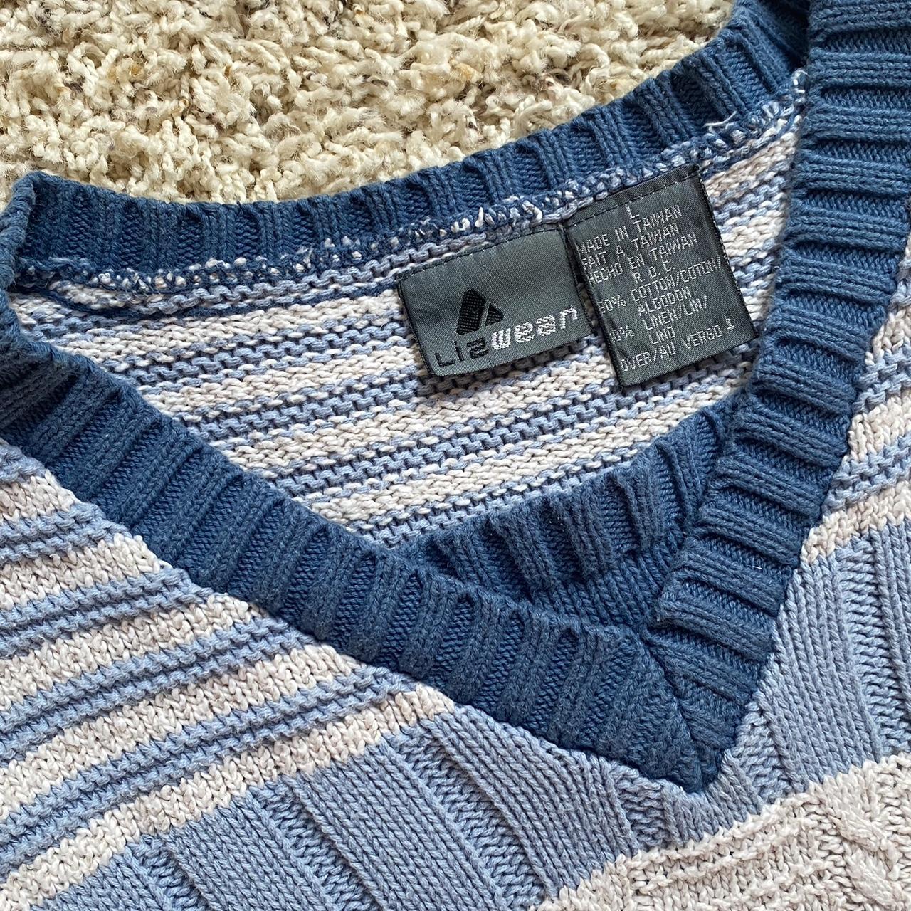 Vintage blue striped coogi sweater lookalike. $20 +... - Depop