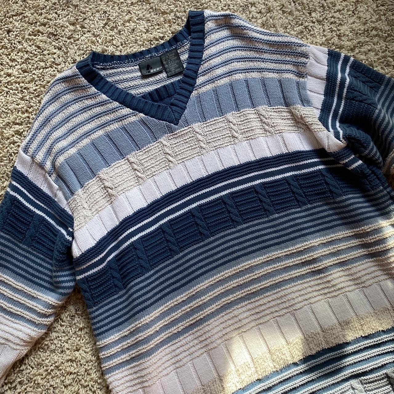 Vintage blue striped coogi sweater lookalike. $20 +... - Depop
