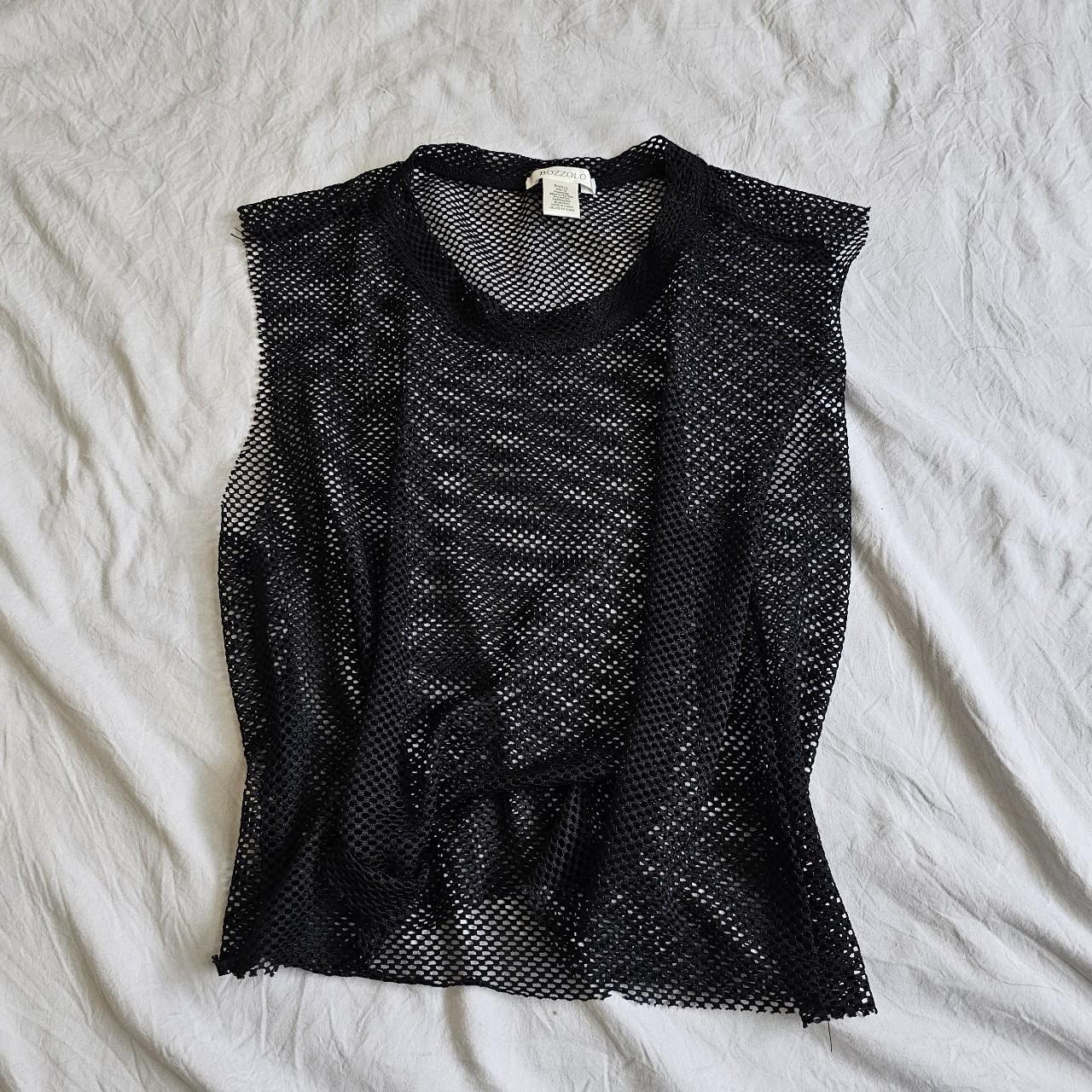 Black fishnet tank Small Techno rave goth party... - Depop