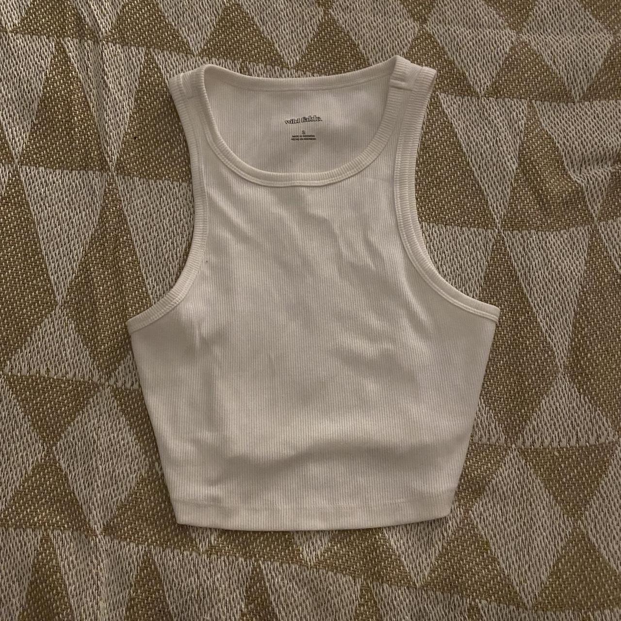 white wild fable cropped razor back tank top so... - Depop