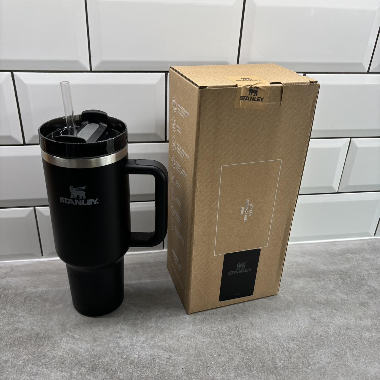 Stanley thirst quencher cup black flask with straw... - Depop