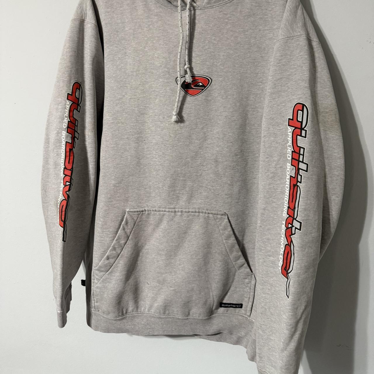 Vintage 90s Gray Quiksilver Hoodie Distressed Rare... | Depop