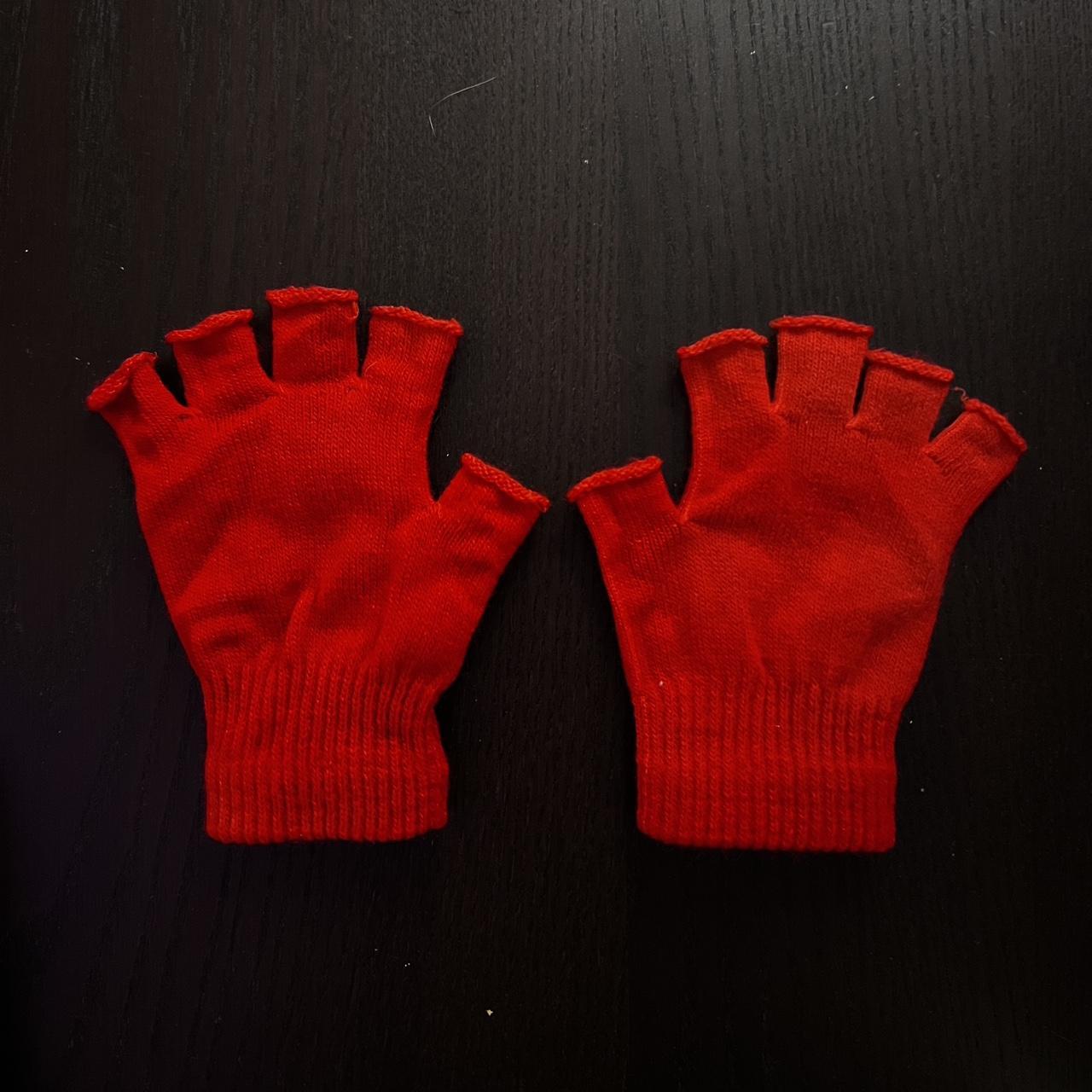 Red fingerless gloves yep #gloves #fingerlessgloves... - Depop