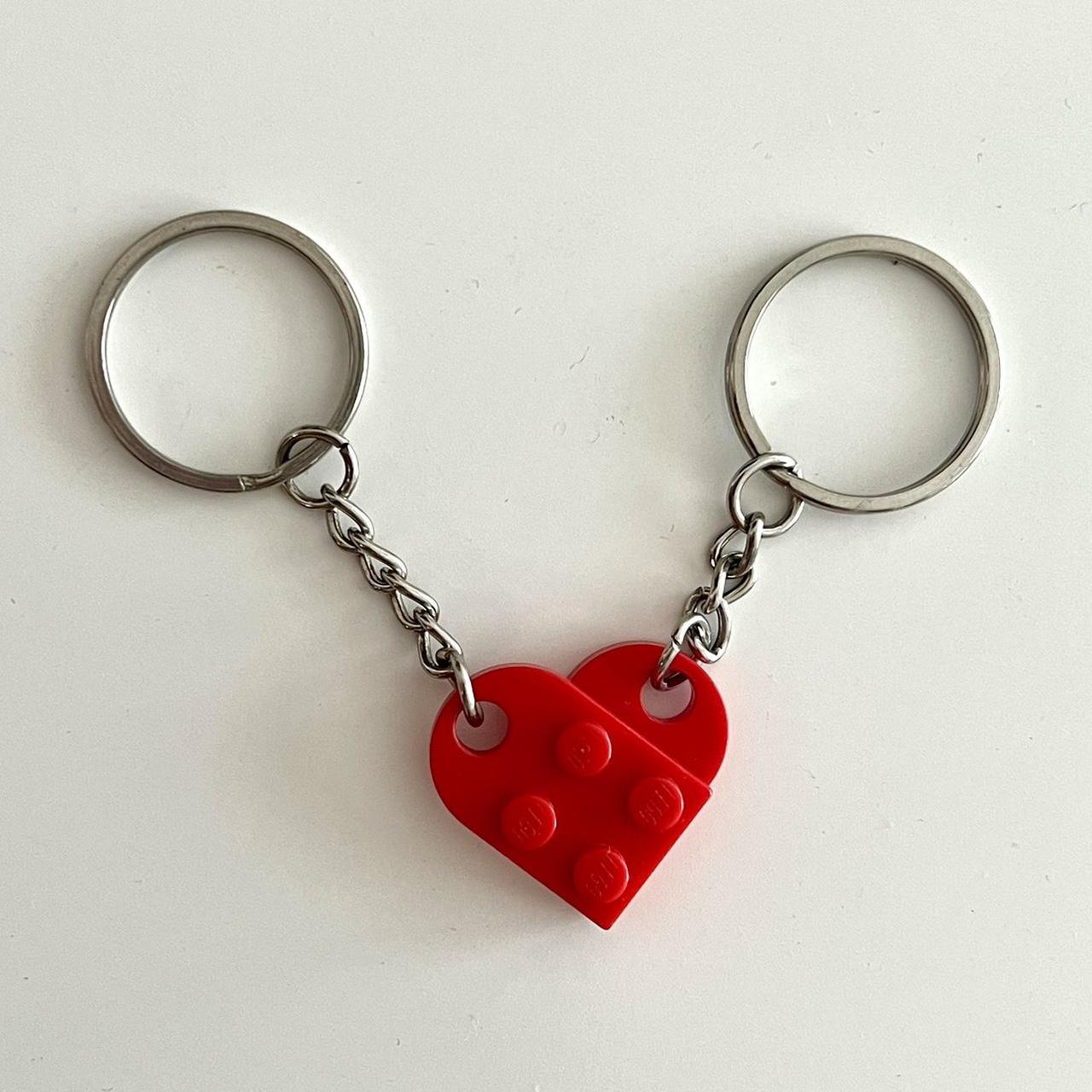red lego heart keychains, set of 2 super cute... - Depop