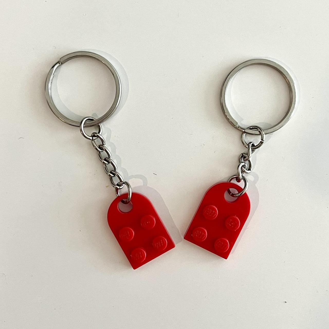red lego heart keychains, set of 2 super cute... - Depop