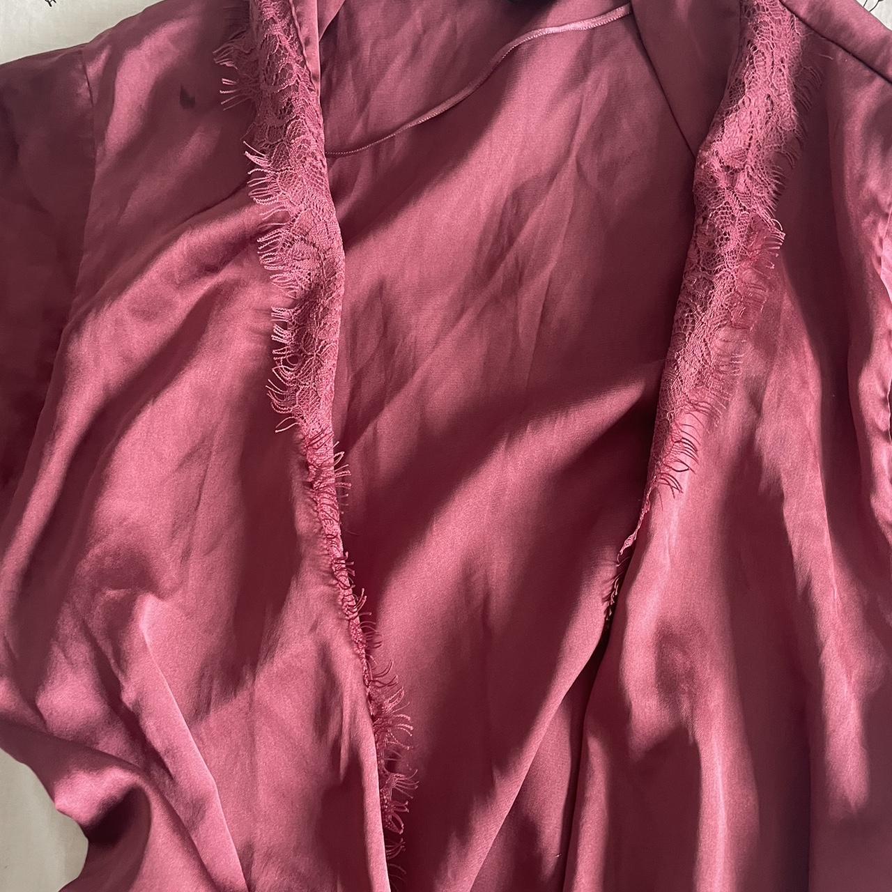 victoria’s secret burgundy satin robe good condition - Depop