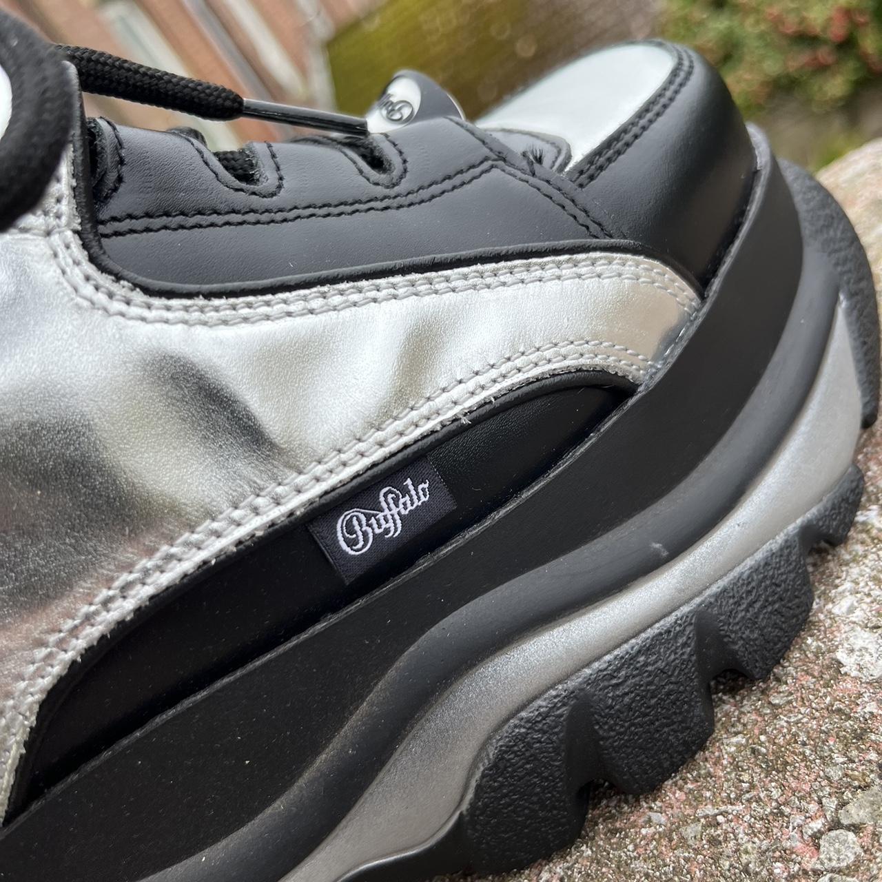 Rare Buffalo platform sneakers, trainers black, Silver - Depop