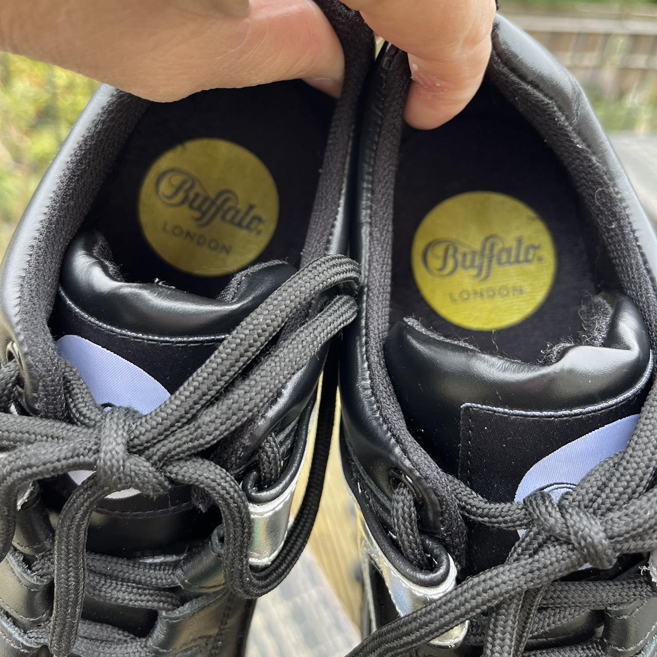 Rare Buffalo platform sneakers, trainers black, Silver - Depop