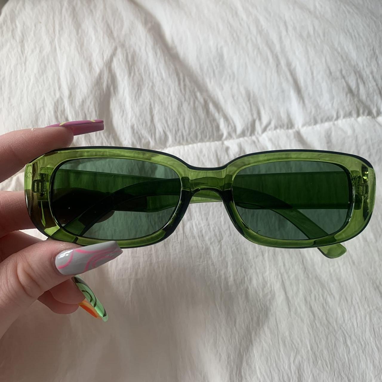 Funky green rectangle sunglasses 👽 THE LOWDOWN: ️... - Depop