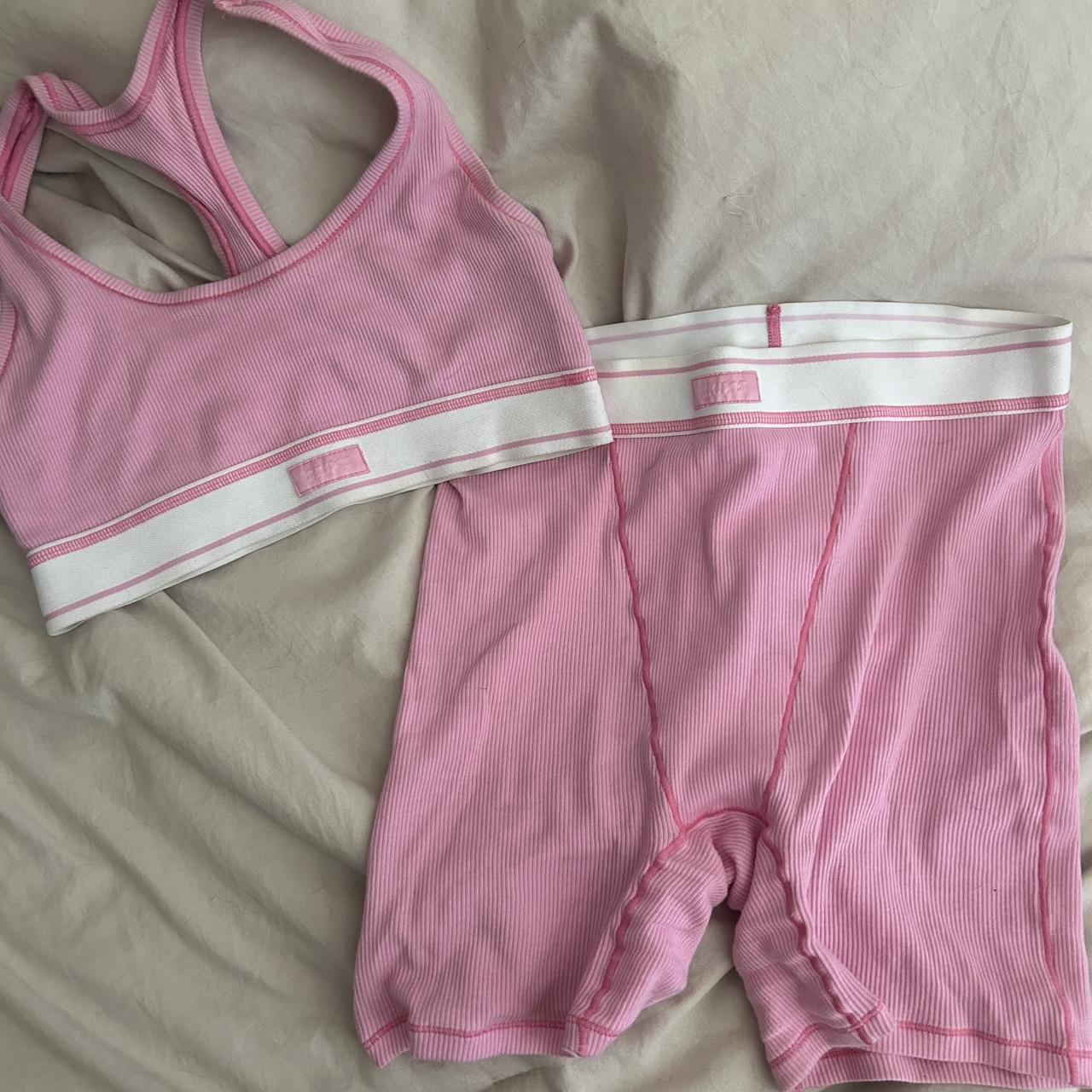 skims pink set in size small only worn a few times i... - Depop