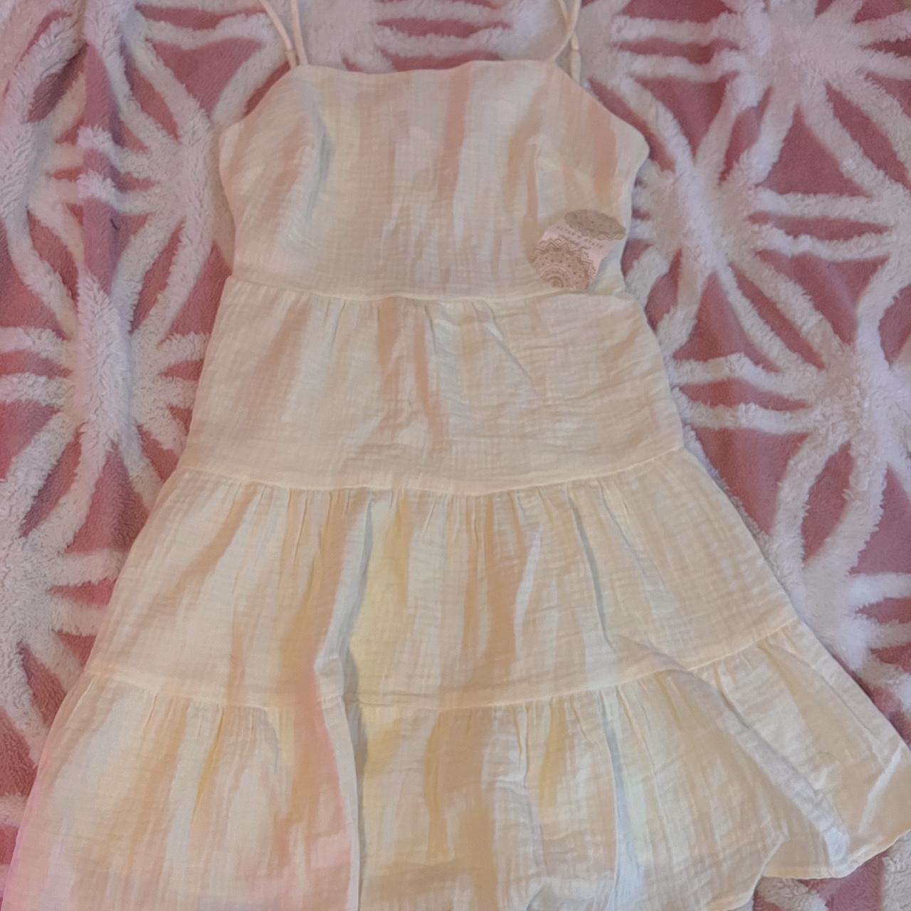 Altar'd State Women's Yellow and Cream Dress | Depop