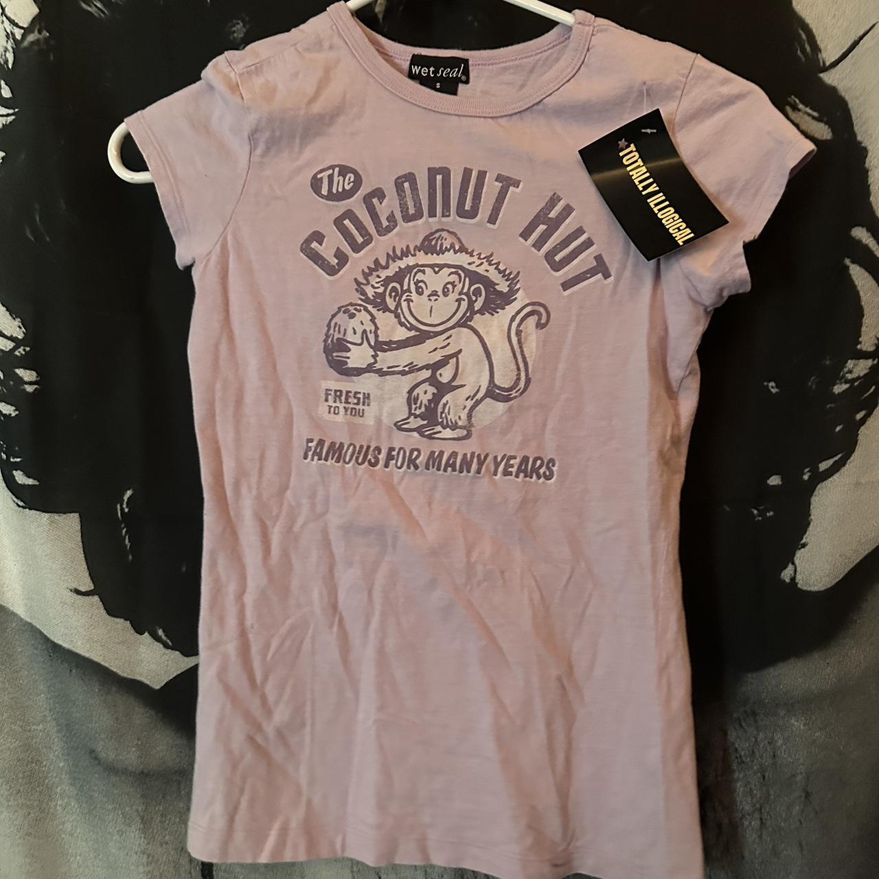 Purple Vintage wet seal graphic coconut hut monkey... - Depop