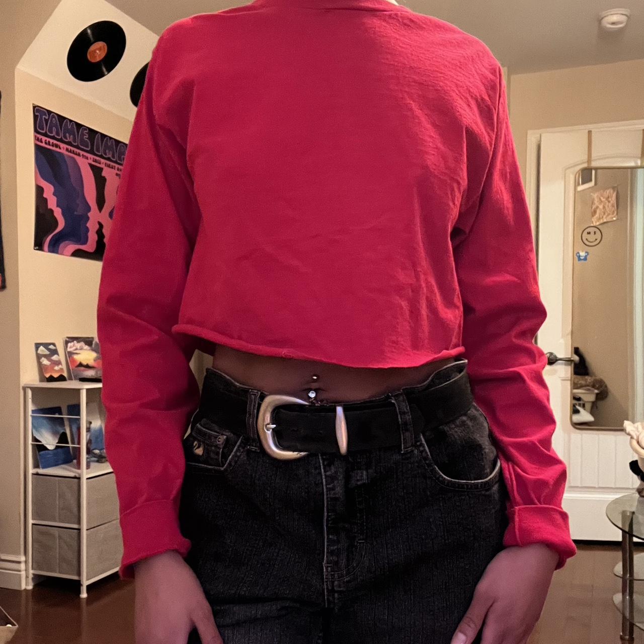 red cropped long sleeve #depop #vintage #y2k... - Depop