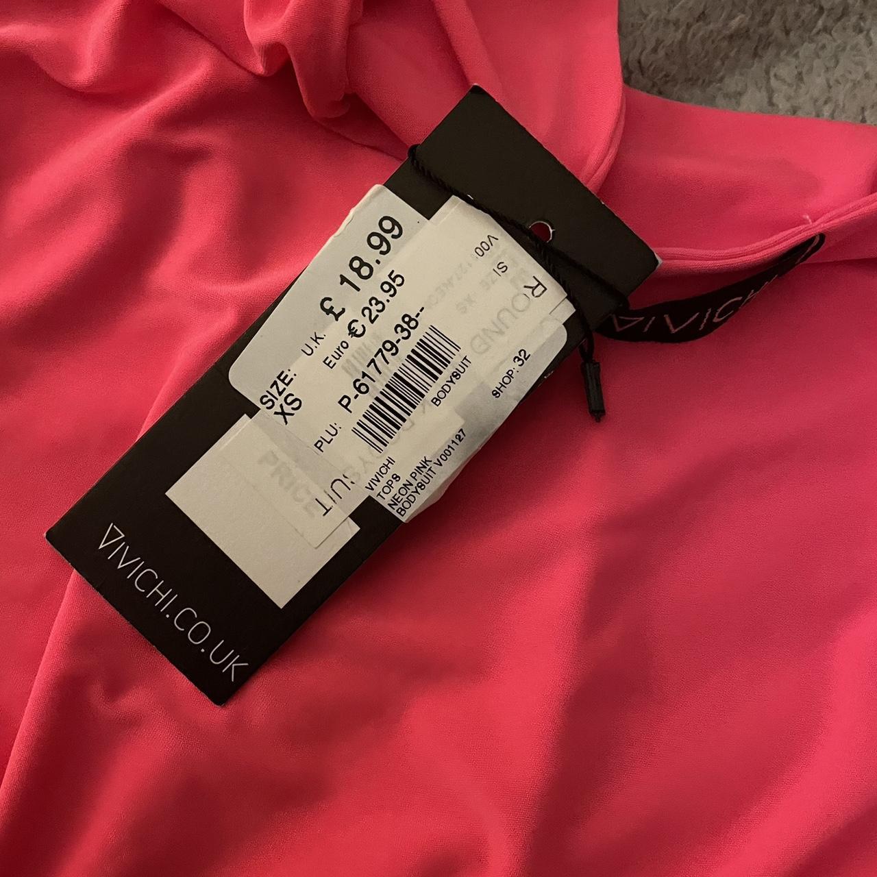 neon pink bodysuit, never worn but tiny wee mark on... - Depop