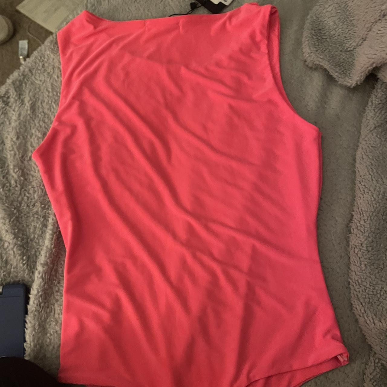 neon pink bodysuit, never worn but tiny wee mark on... - Depop