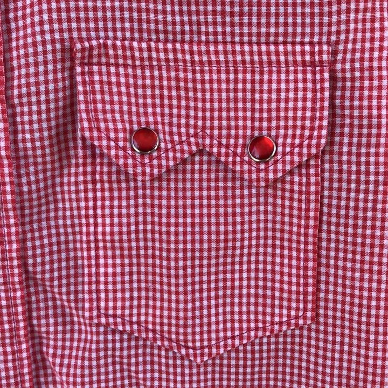 Vintage handmade red gingham plaid Western cowboy... - Depop