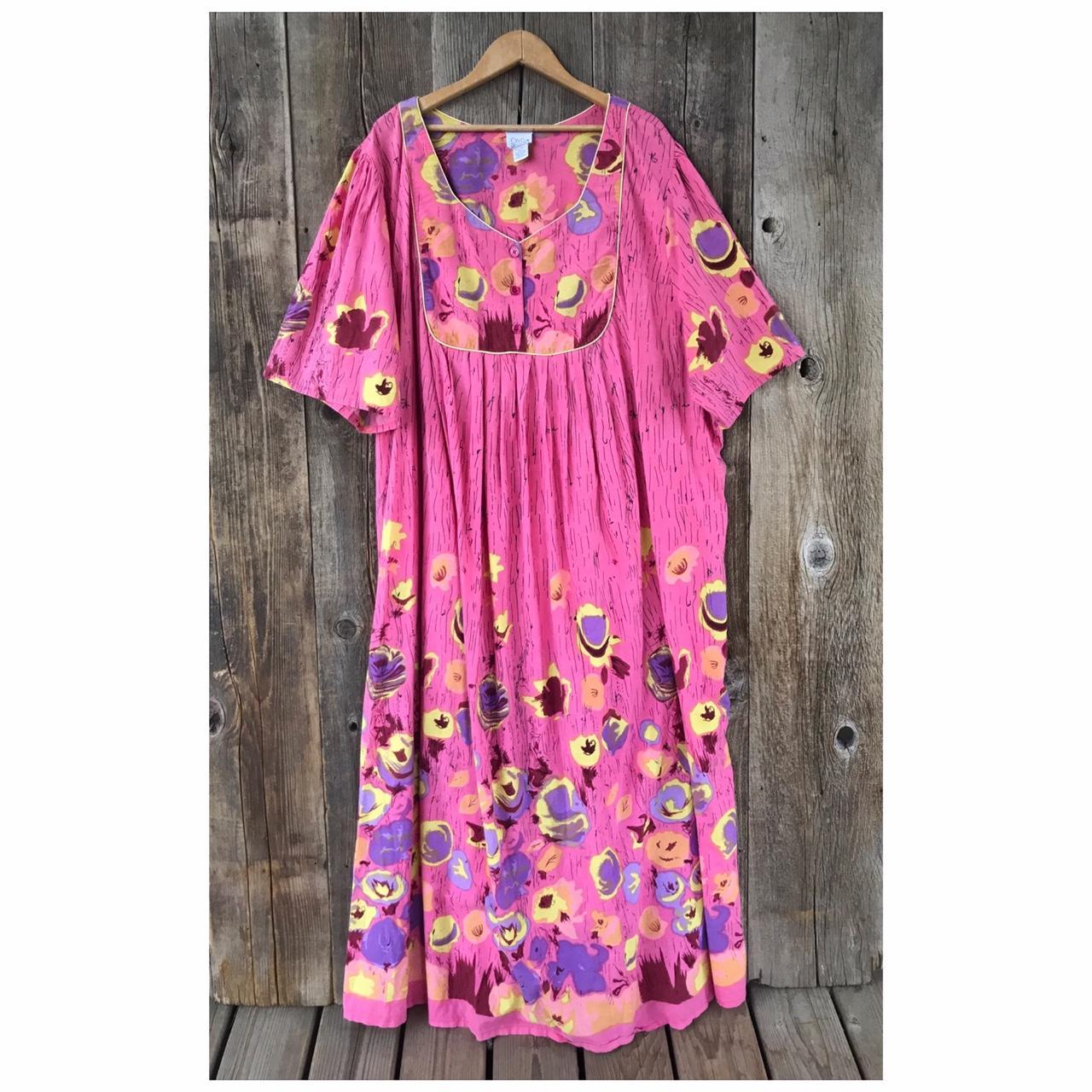 Vintage 1990s era maxi muumuu housedress, by Only... - Depop