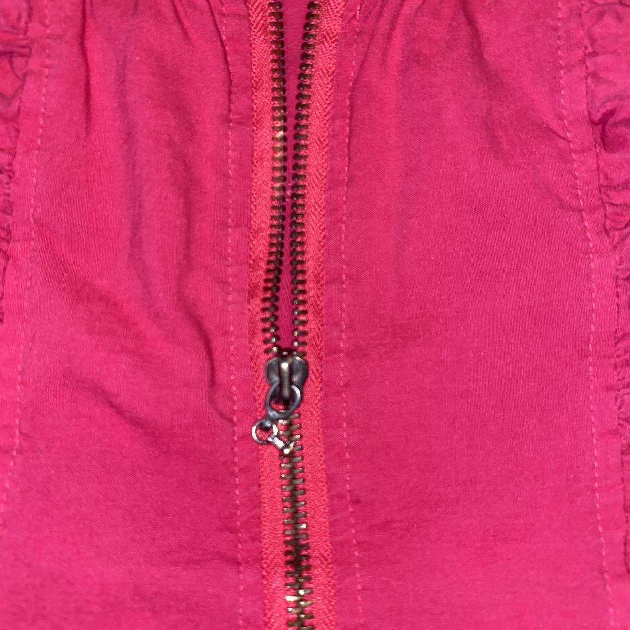 90s body central pink ruffled zip tube top super... - Depop