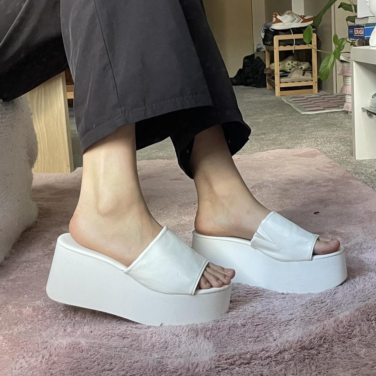 repop 90’s style white platform sandals 💘💗 Labelled... - Depop