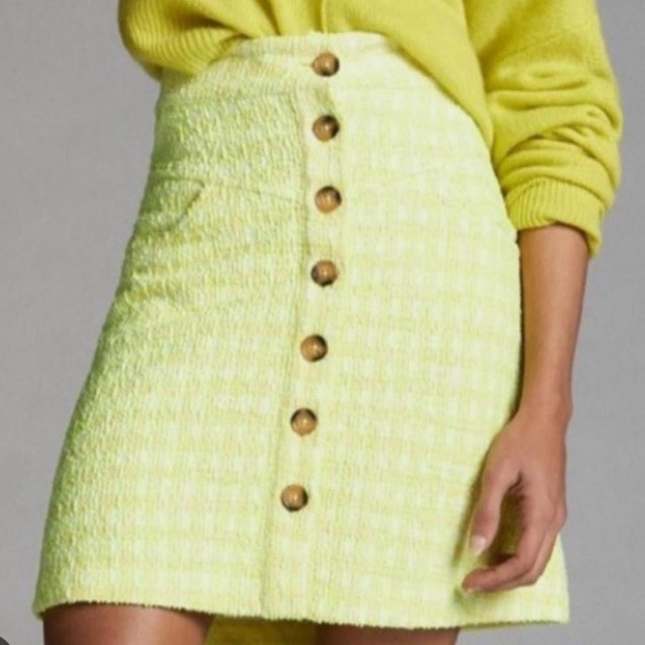 Bright yellow tweed skirt. Maeve by Anthropologie.... - Depop