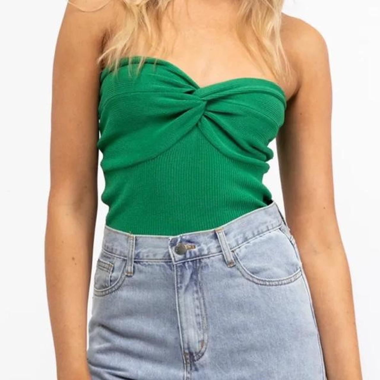Green Paper heart twist tube top - size 14. Worn... - Depop
