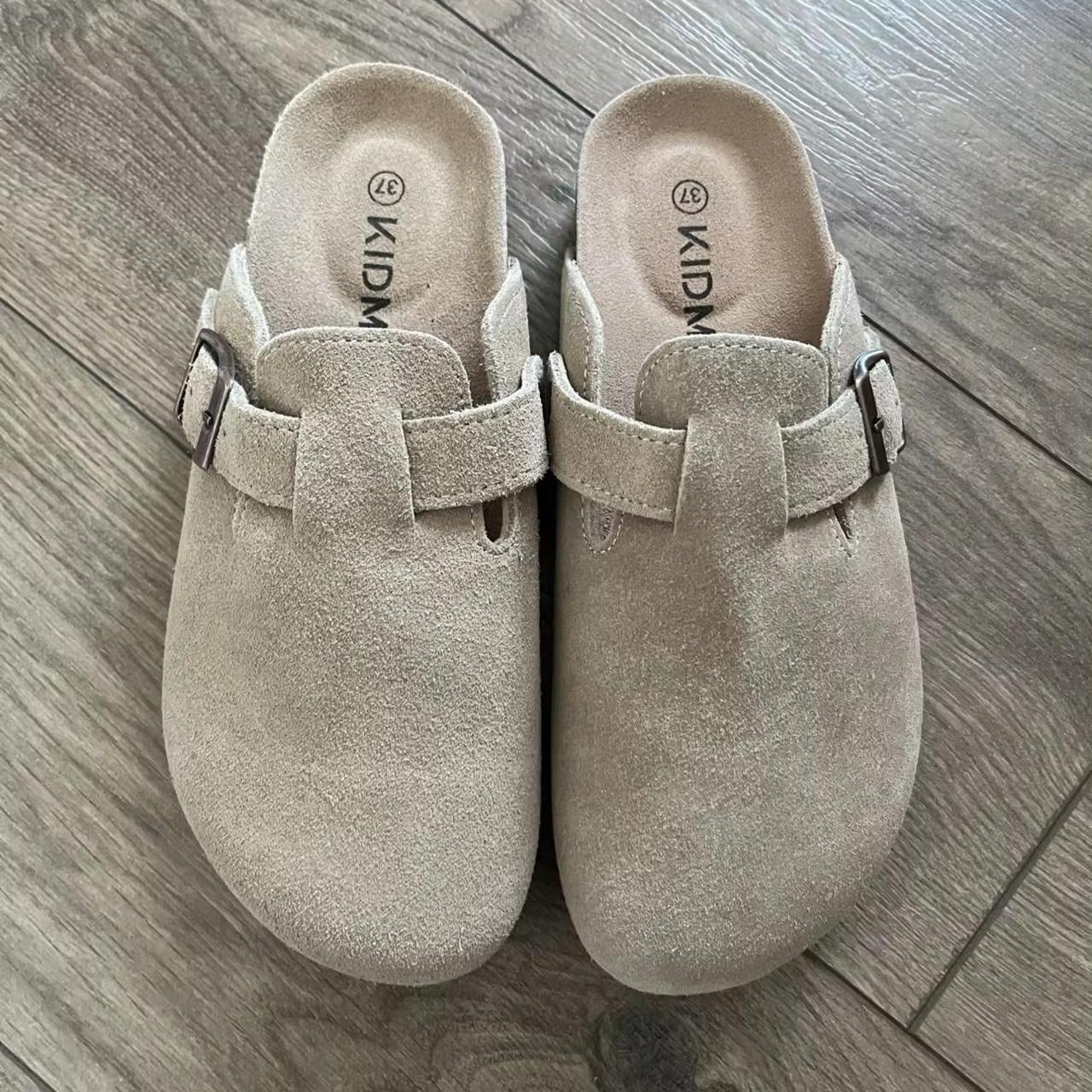 Suede Boston Clog Light brown/grey suede clog in... - Depop