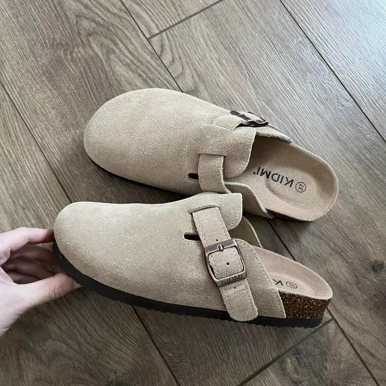 Suede Boston Clog Light brown/grey suede clog in... - Depop