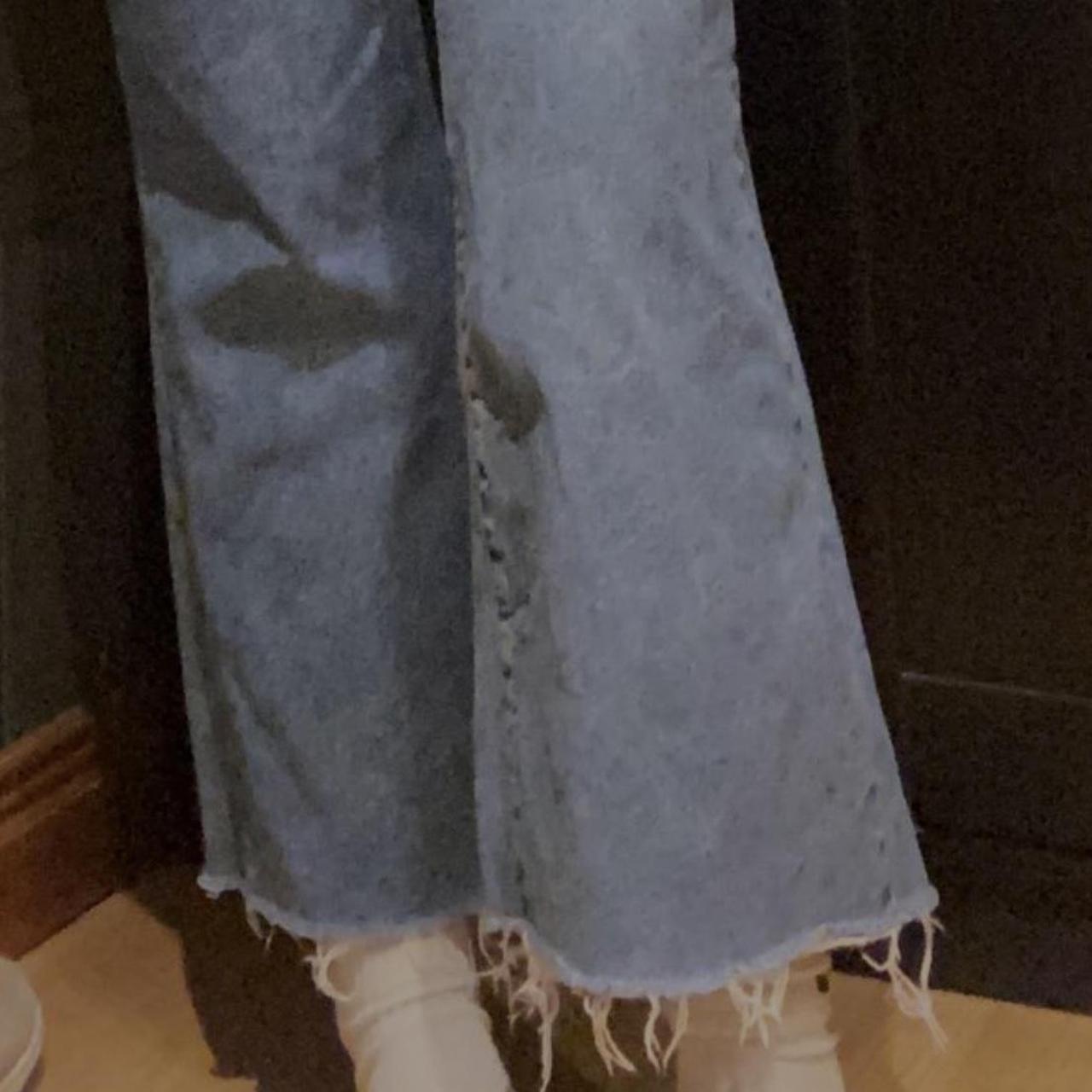 RAGGED JEANS (straight leg) distressed look at the... - Depop