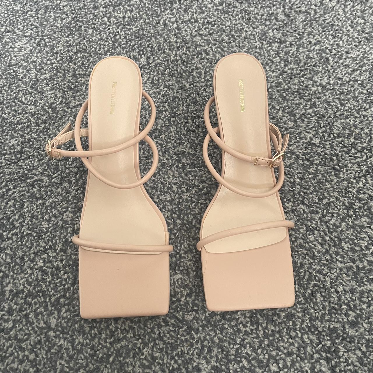 Cream Square Toe Heels Small Heel Pretty Little... - Depop
