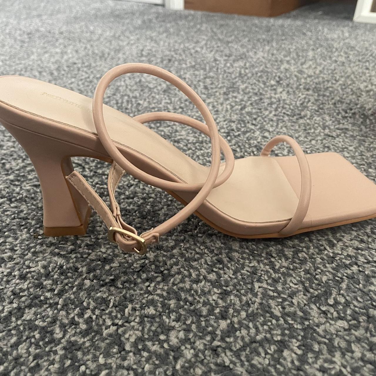 Cream Square Toe Heels Small Heel Pretty Little... - Depop