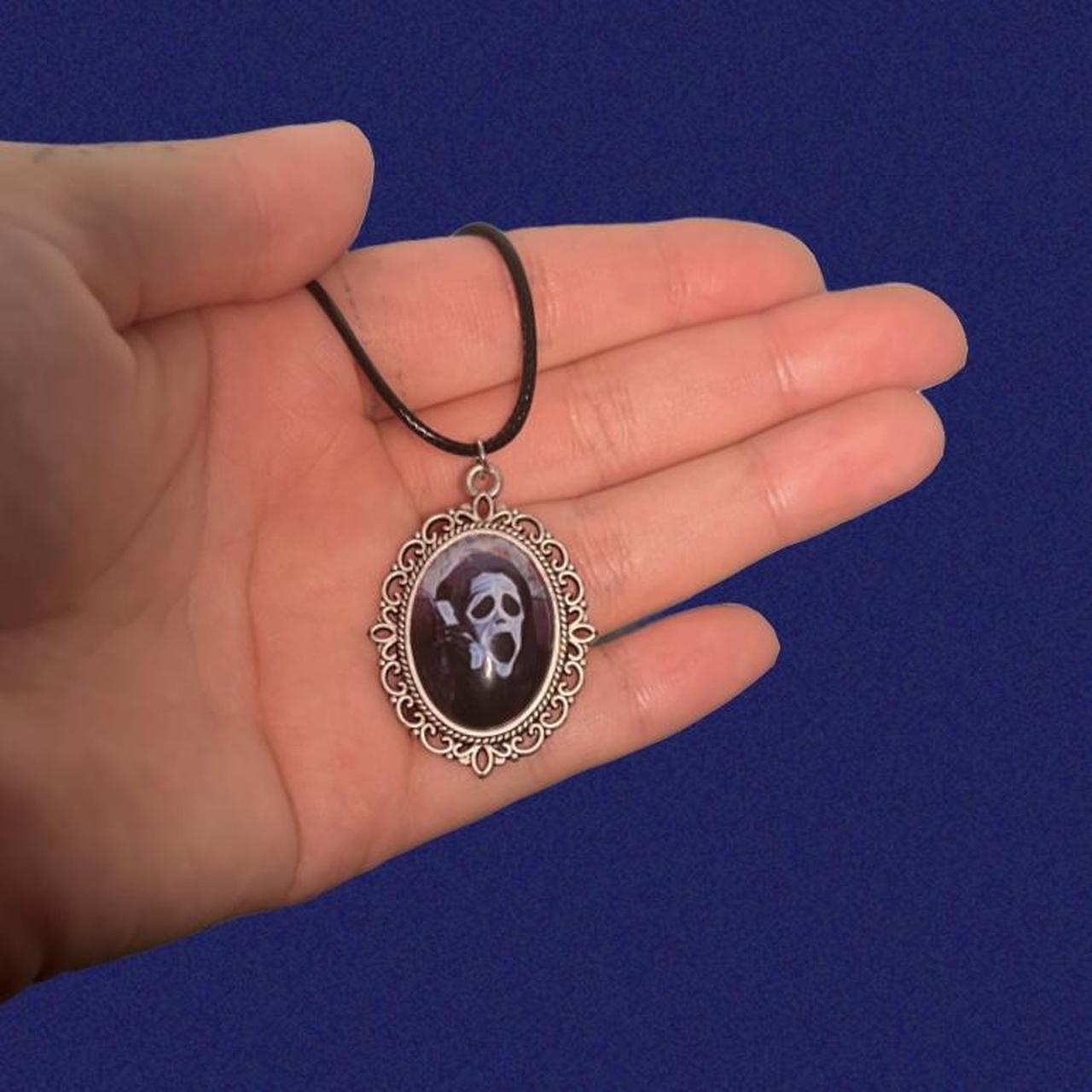 👁️ -Description: Scream movie silver chain pendant... - Depop