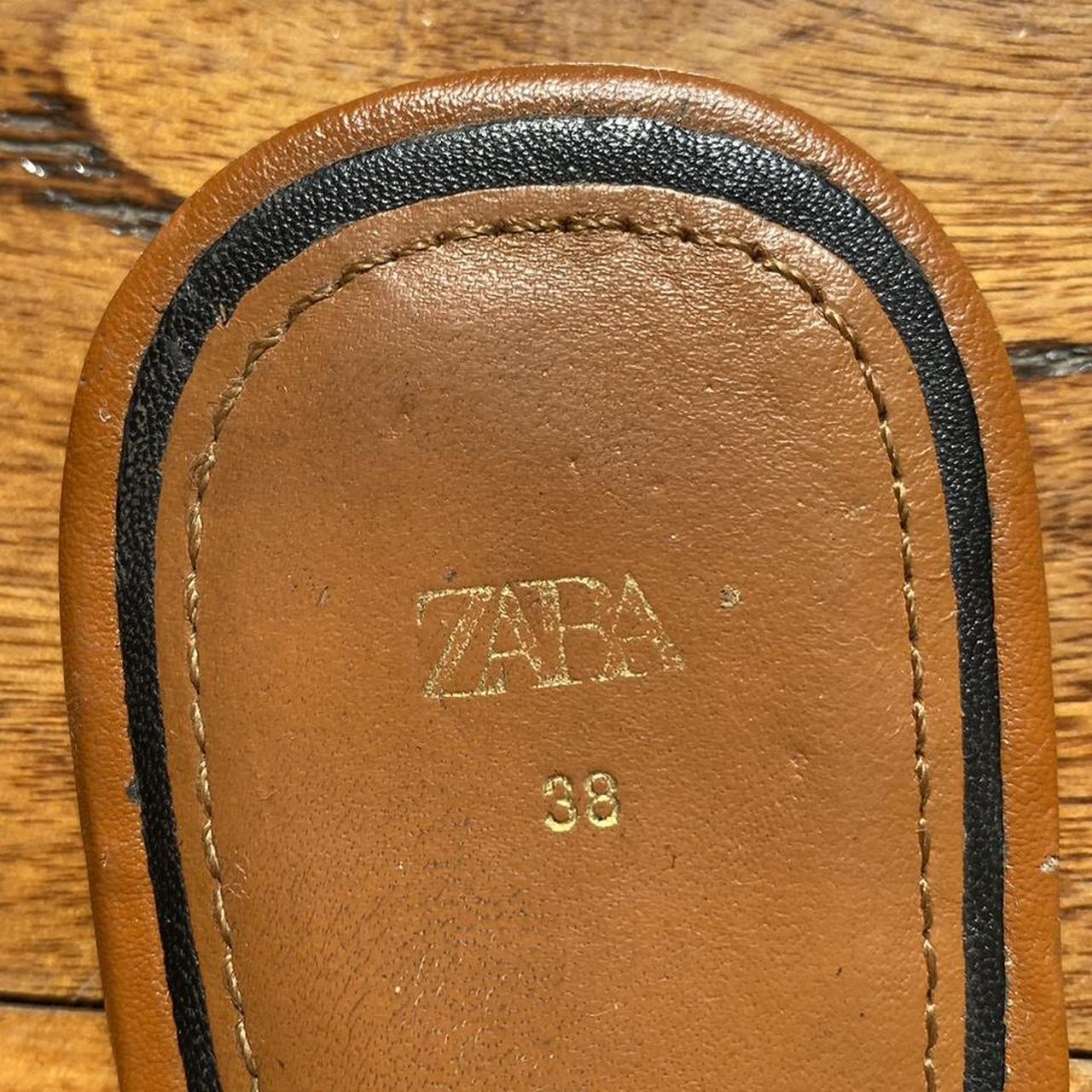 Genuine leather tan Zara flats. Size EU38, a little... - Depop