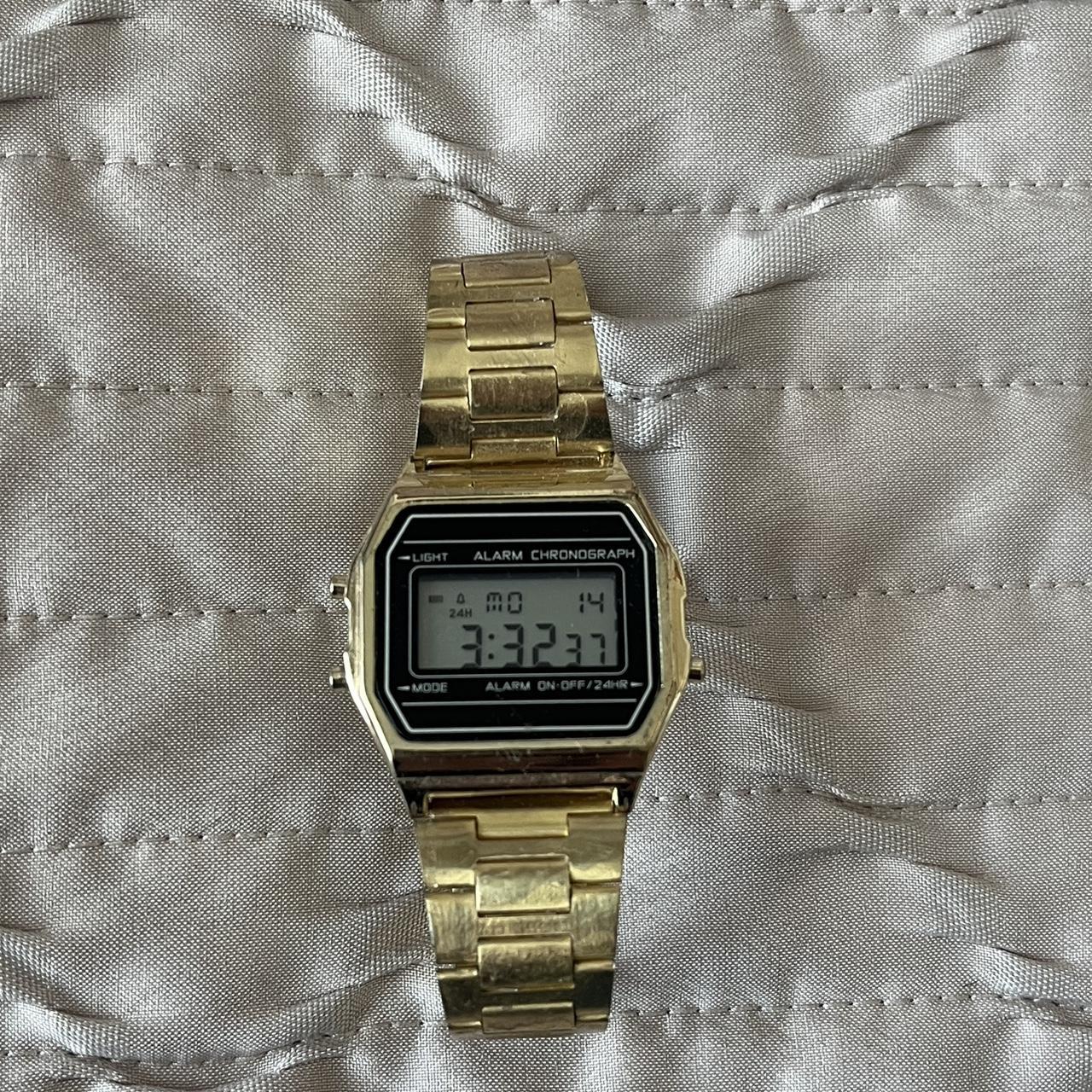 Gold digital watch Clean no flaws never worn... - Depop