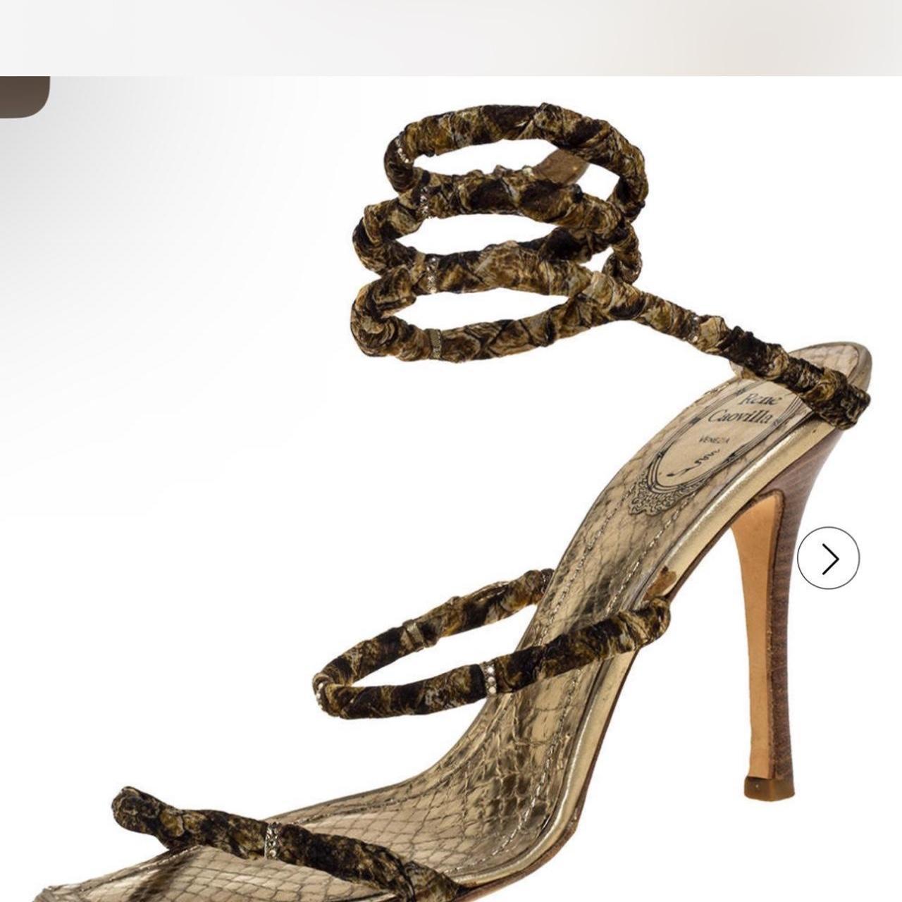 Vintage one-of-a-kind René Caovilla Gold/Brown... | Depop