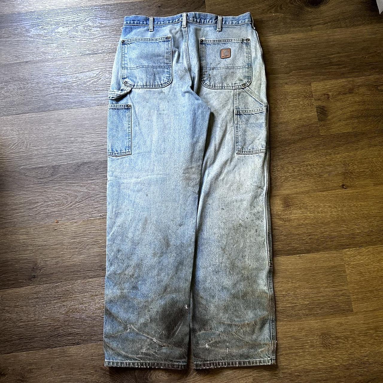 Vintage Carhartt double knee logger pants Denim... - Depop