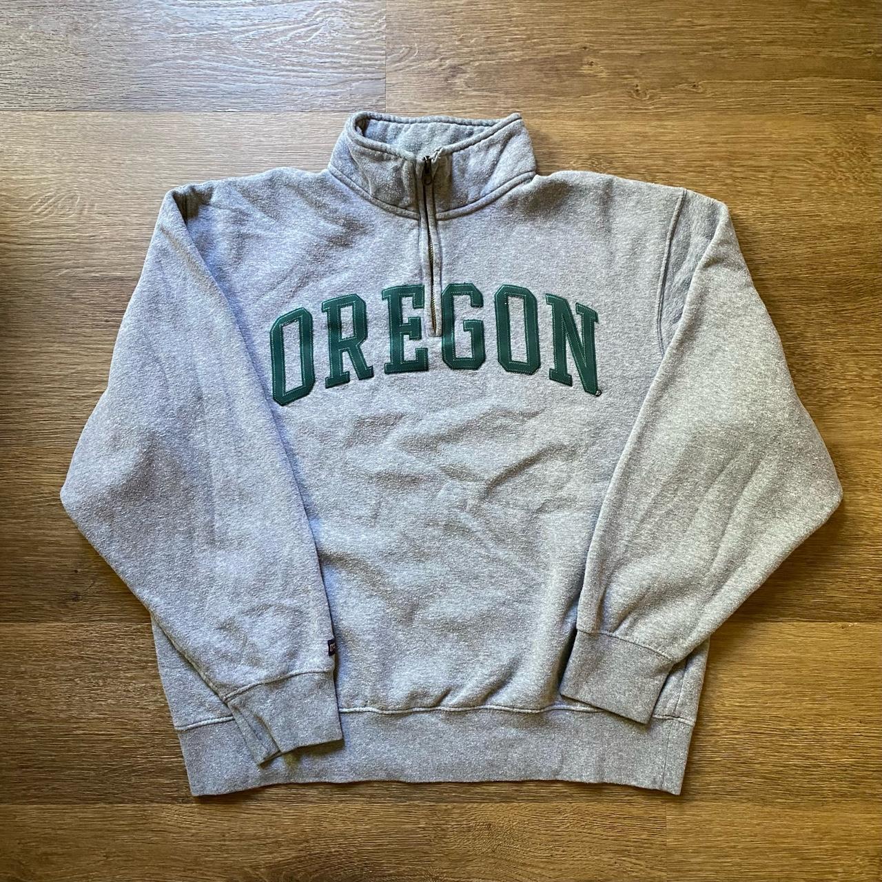 Vintage university of oregon quarter zip sweater... - Depop