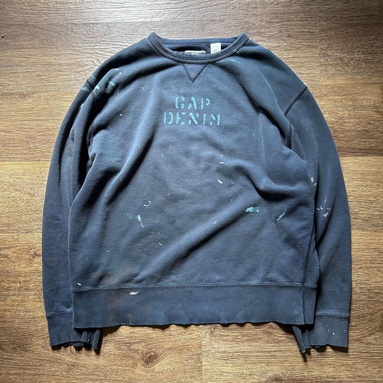 Classic GAP Denim Navy Blue Sweatshirt! Size XXL - Depop