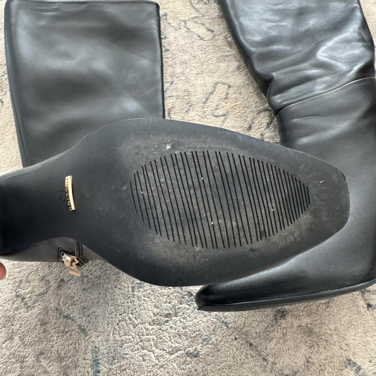 Black Bellini knee high boots with gold zip up... - Depop