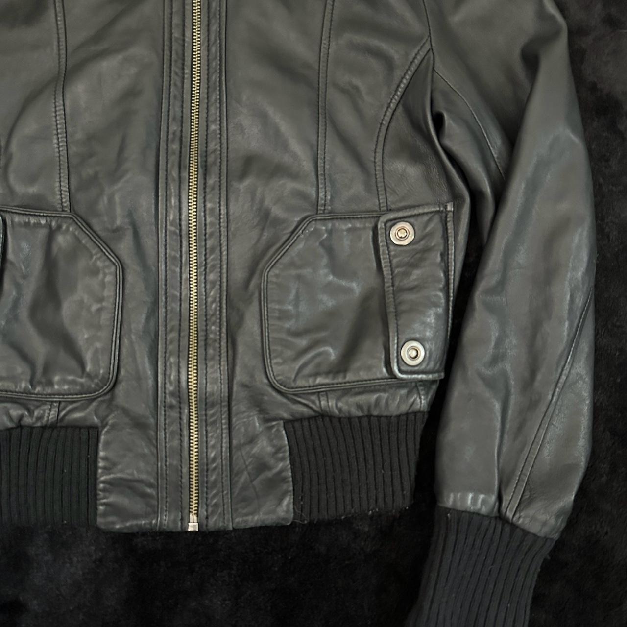 Vintage Real Leather Oasis Bomber Jacket Slightly... - Depop