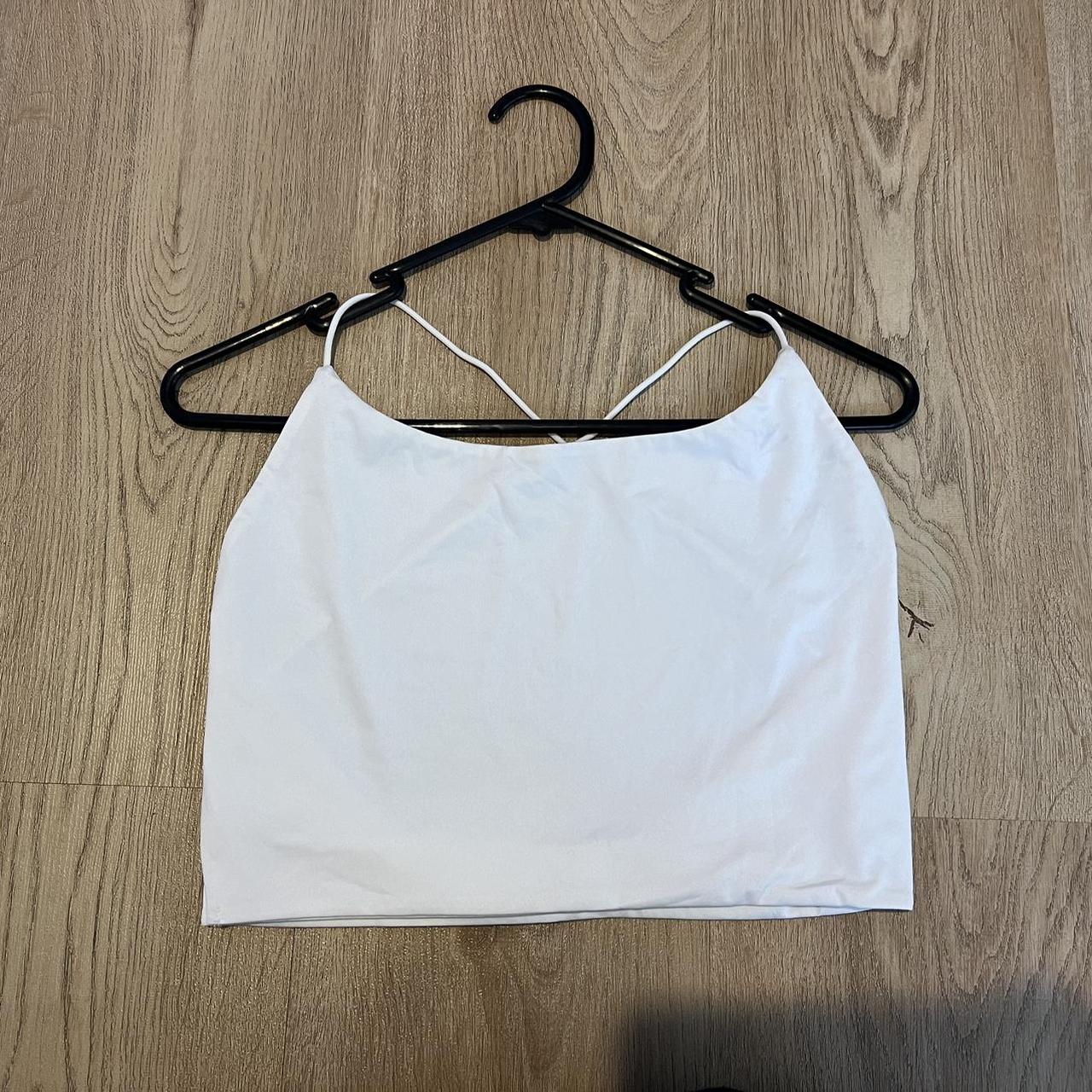 Cute cross back white singlet top - Depop